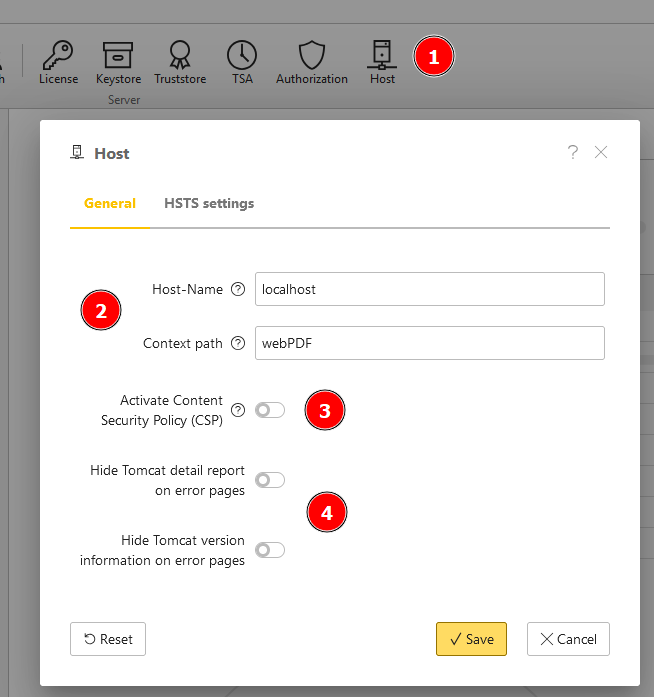Host settings | webPDF Developer Hub